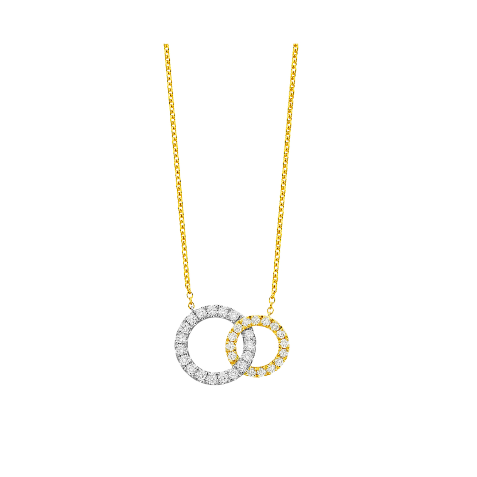 Two Tone Interlocking Circle Pendant - Jneck00708